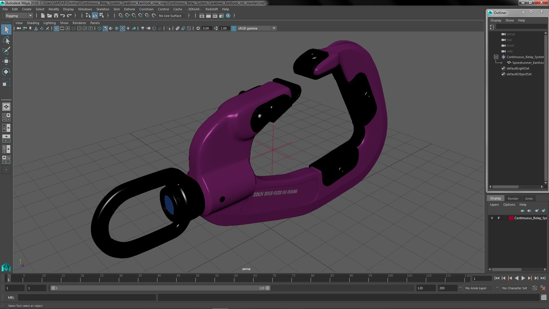 3D Model Continuous Belay System Carabiner Kanhook - TurboSquid 1961388