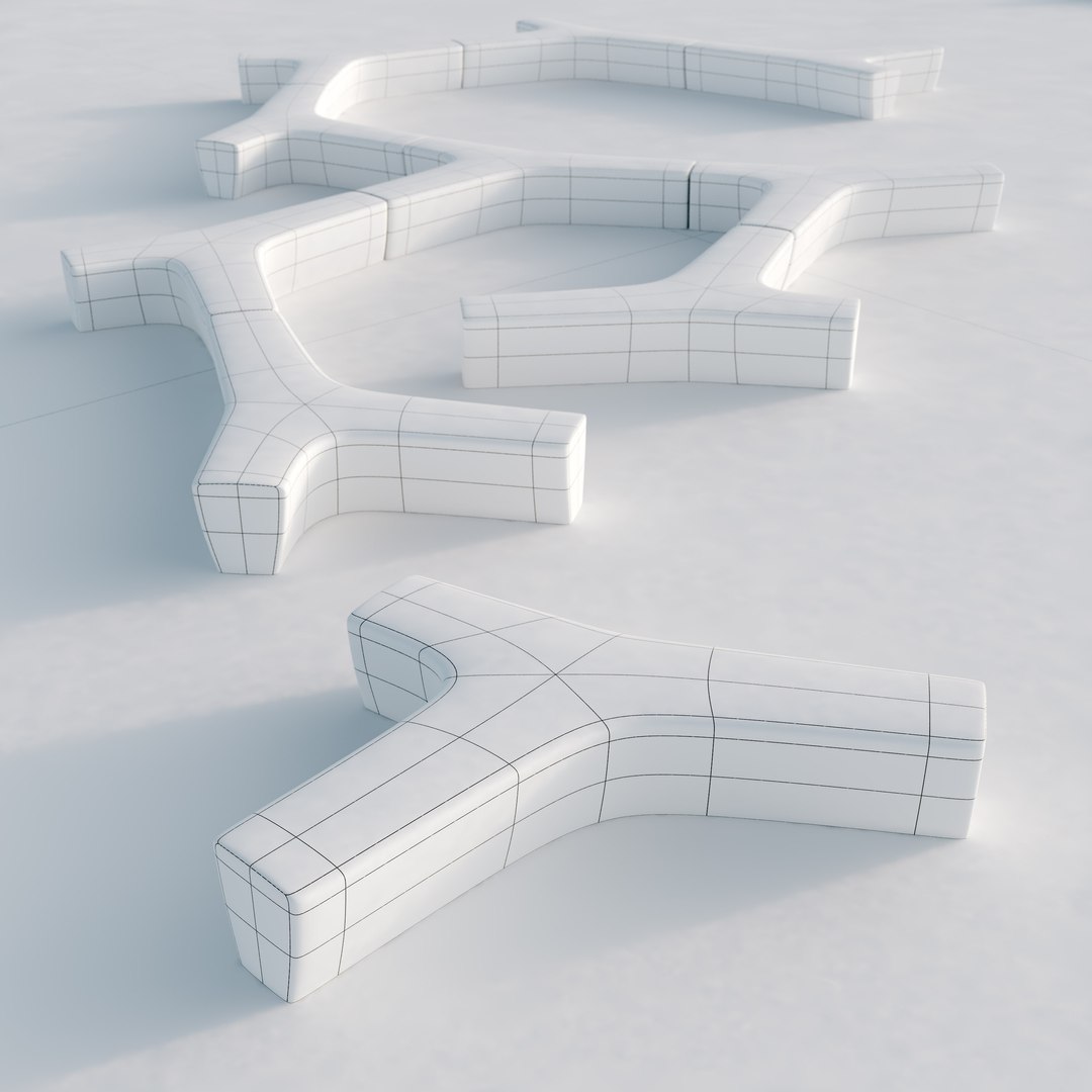 twig modular bench escofet 3d model