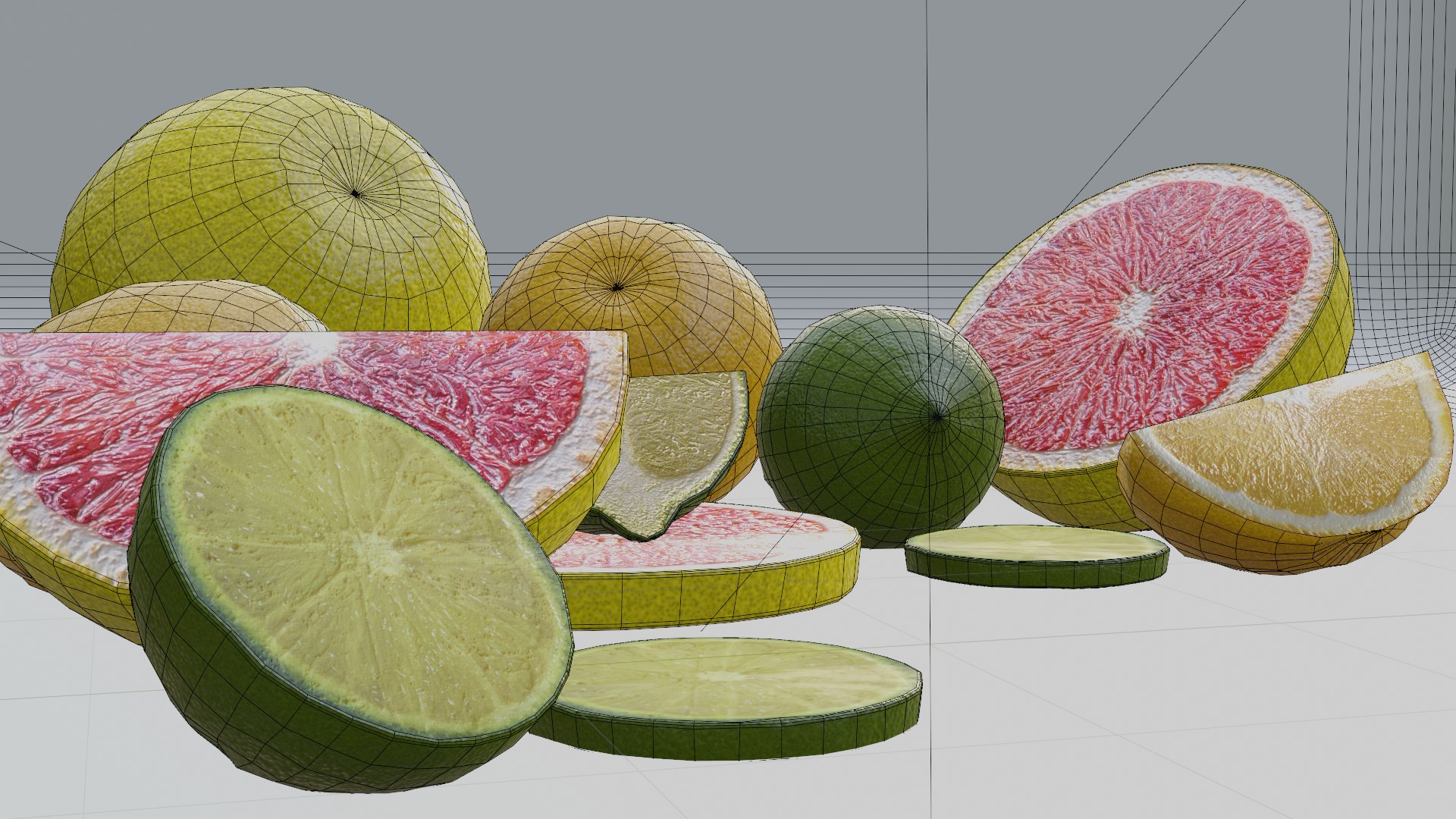 LOW POLY Lemon Orange Grapefruit Lime Game Ready Citrus Library 3D ...