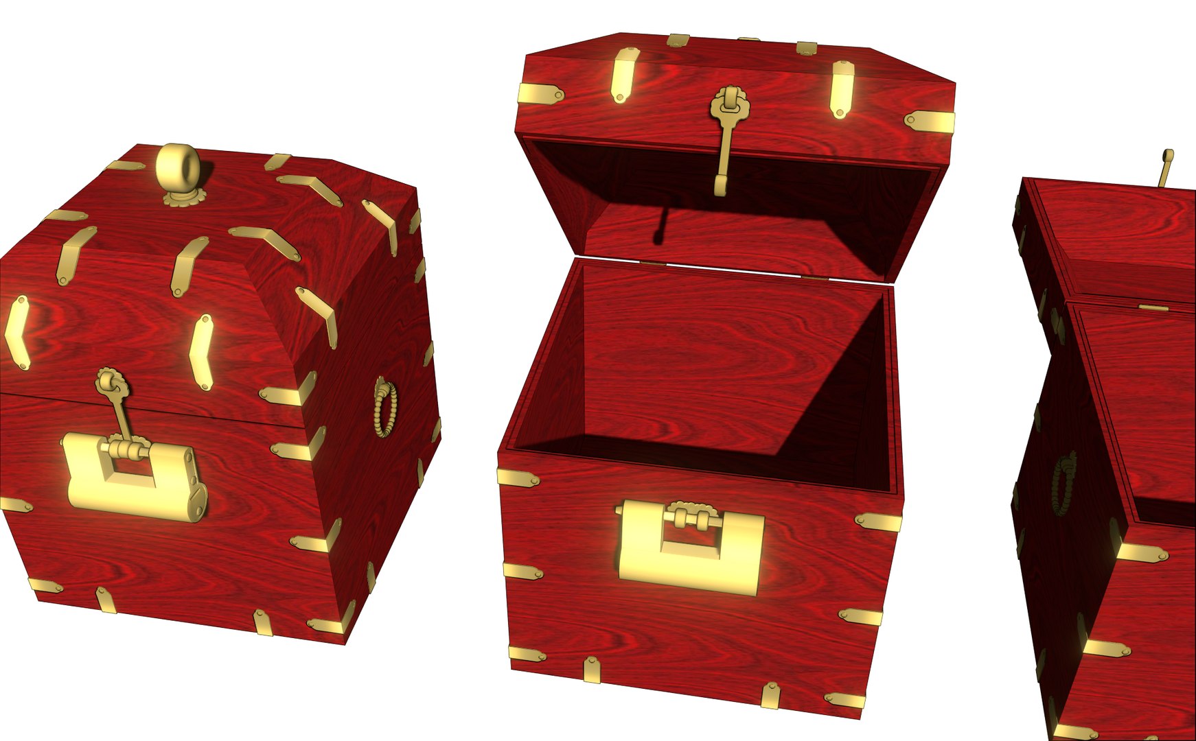 3D Traditional Asian Wooden Box Red - TurboSquid 2042680