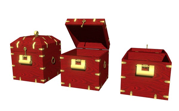 3D traditional asian wooden box red - TurboSquid 2042680