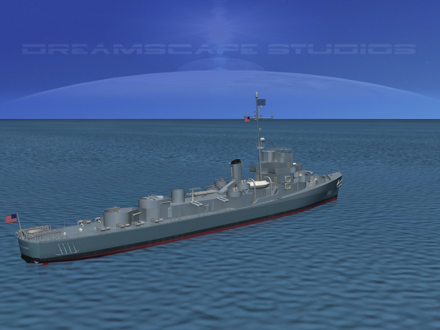 3d Model Guns Buckley Class Destroyer