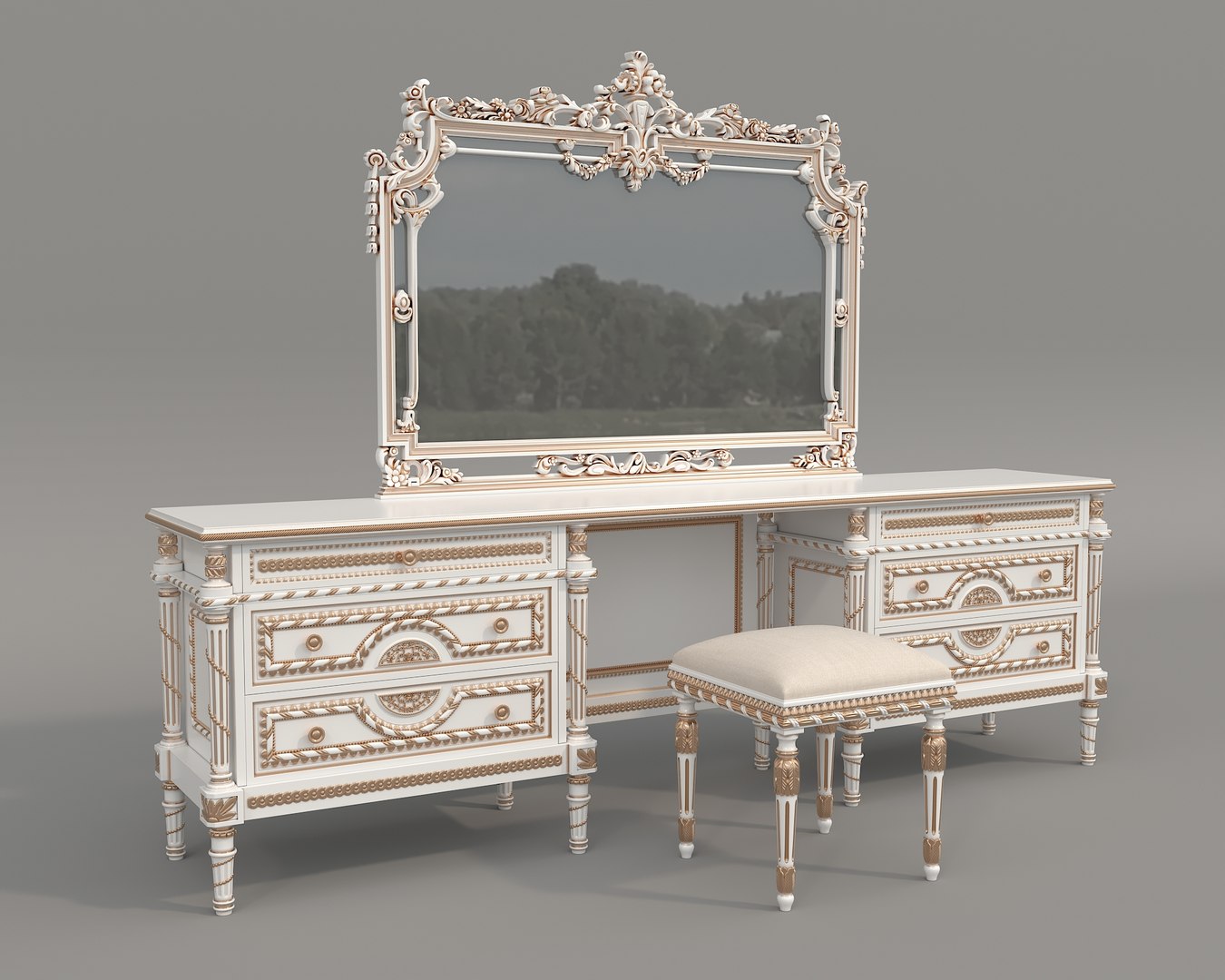 3D Model Classic European Style Dressing Table 31 - TurboSquid 2384465