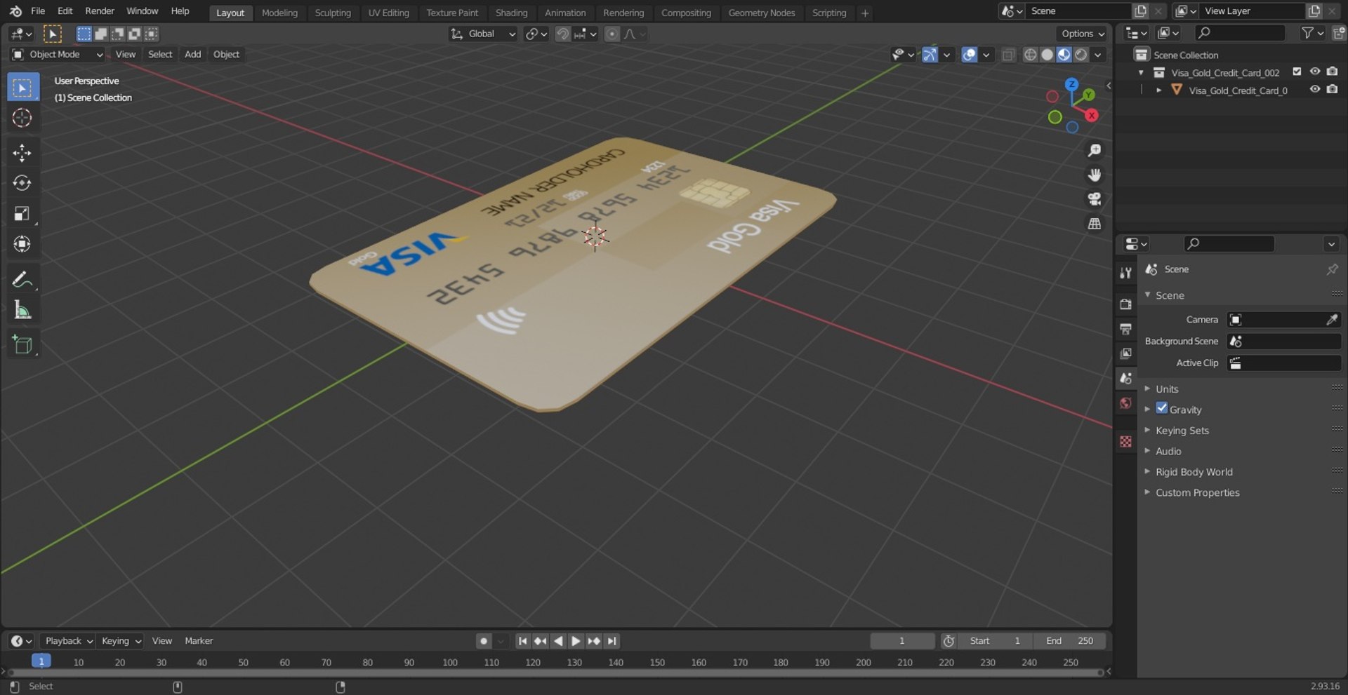 Visa Gold Credit Card 3D - TurboSquid 2046660