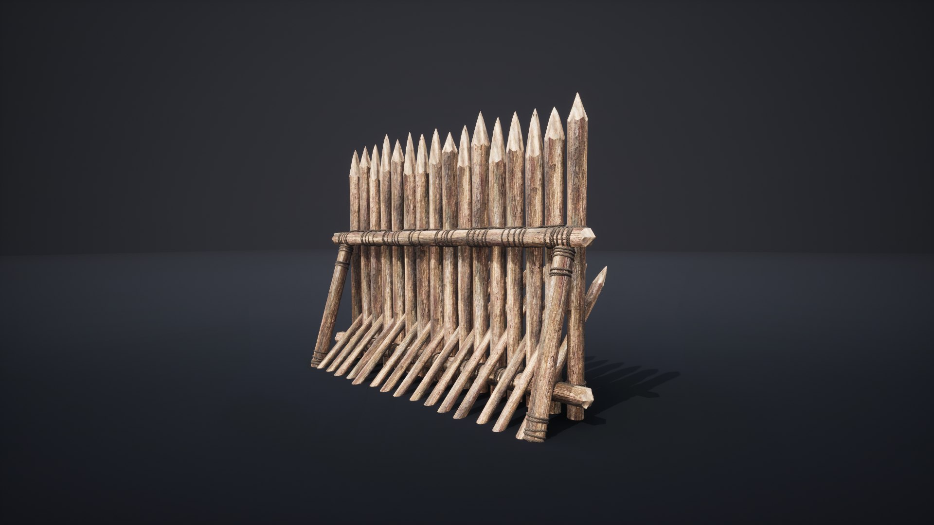 PALISADE BARRIER BARRICADE WALL DAM WOODEN MEDIEVAL VILLAGE FORT 3D ...