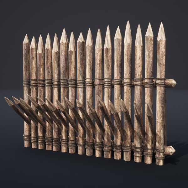 modelo 3d PALISADE BARRIER BARRICADE WALL DAM WOODEN MEDIEVAL VILLAGE ...