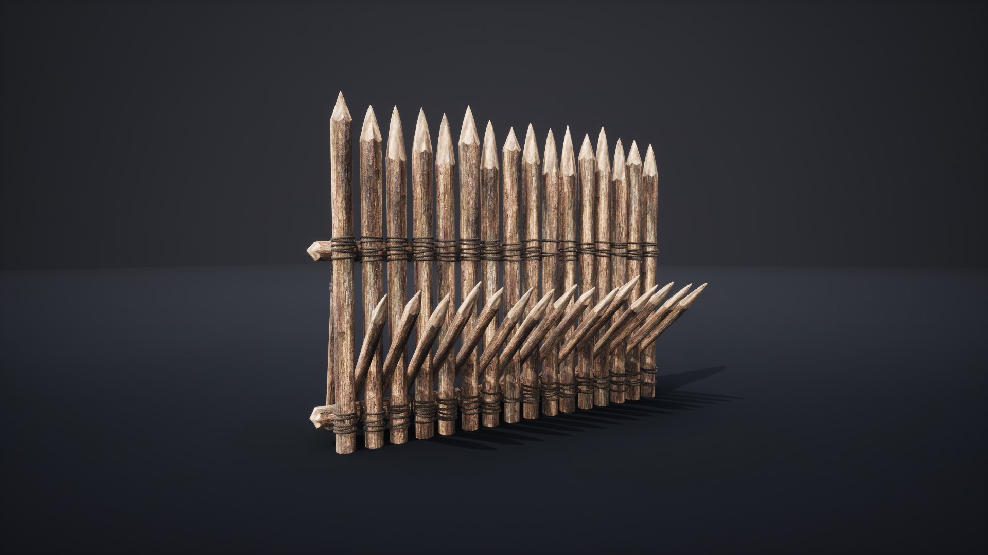 PALISADE BARRIER BARRICADE WALL DAM WOODEN MEDIEVAL VILLAGE FORT 3D ...