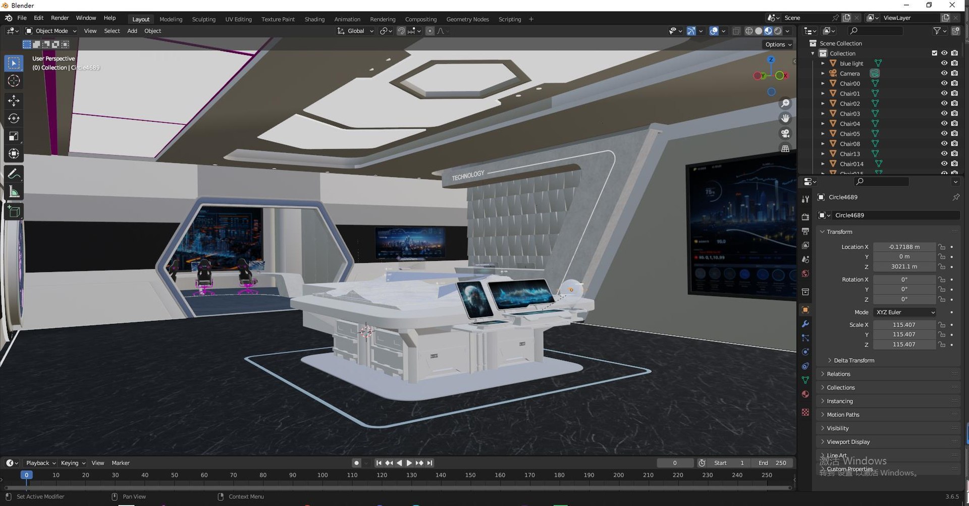 3D High-Tech Future Exhibition Hall - TurboSquid 2173274