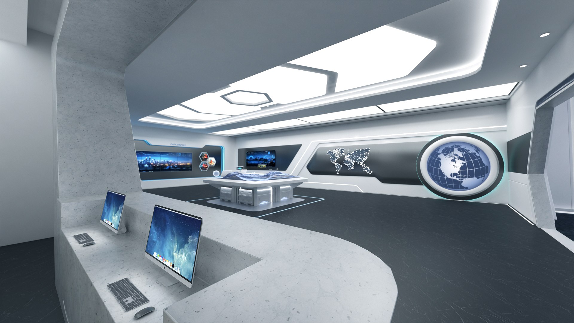 3D High-Tech Future Exhibition Hall - TurboSquid 2173274