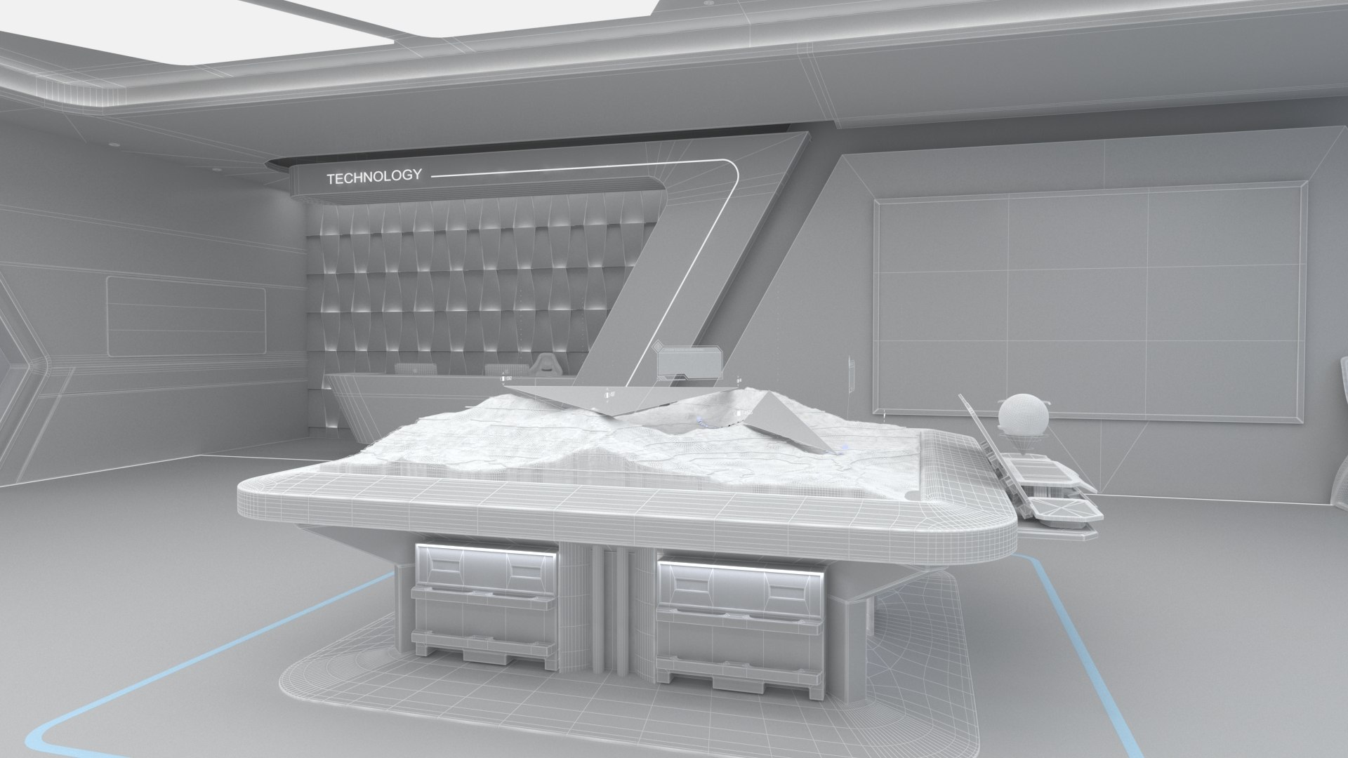 3D High-Tech Future Exhibition Hall - TurboSquid 2173274