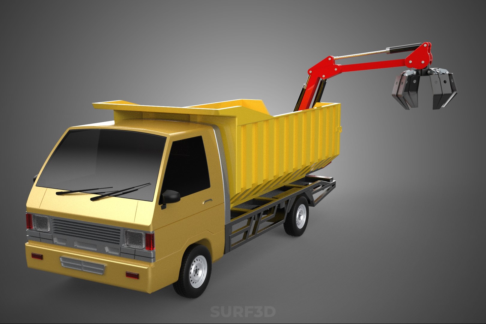 GARBAGE DUMP TRUCK GRAPPLE PICK UP SKIP BIN SCRAP GRABBER CRANE 3D ...