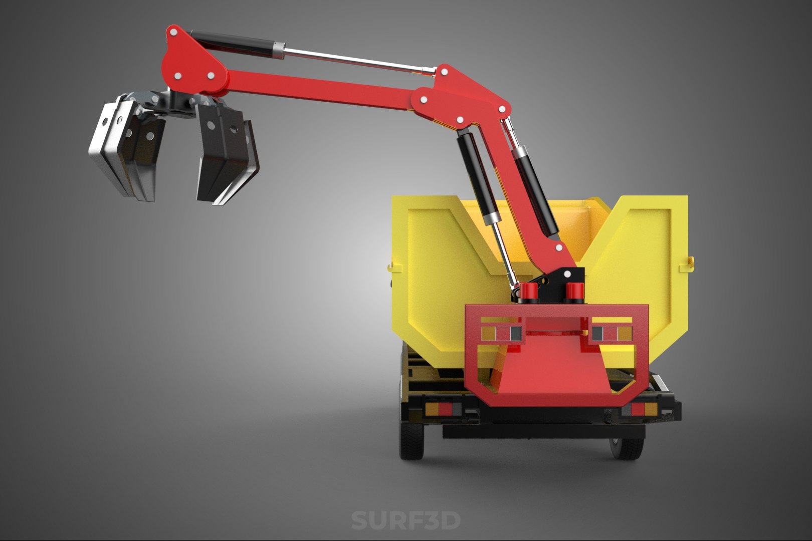 GARBAGE DUMP TRUCK GRAPPLE PICK UP SKIP BIN SCRAP GRABBER CRANE 3D ...