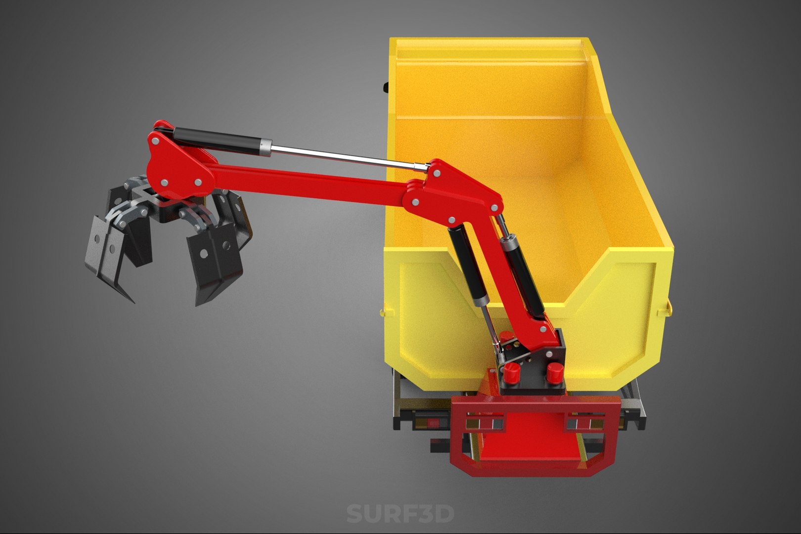 GARBAGE DUMP TRUCK GRAPPLE PICK UP SKIP BIN SCRAP GRABBER CRANE 3D ...
