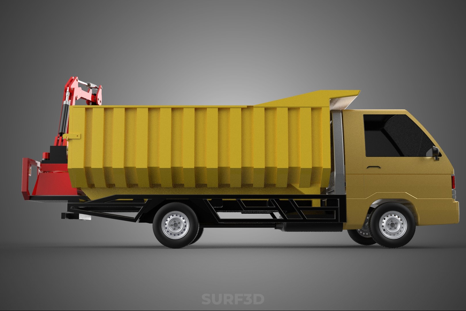 GARBAGE DUMP TRUCK GRAPPLE PICK UP SKIP BIN SCRAP GRABBER CRANE 3D ...