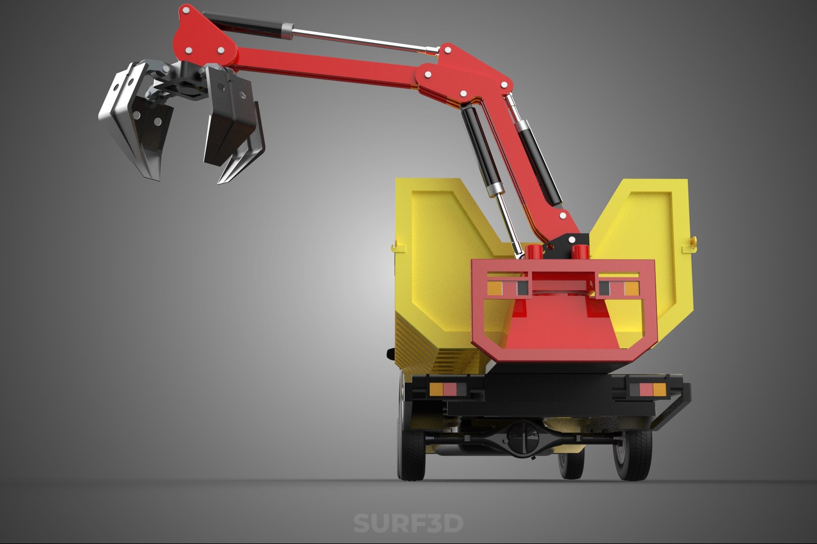 GARBAGE DUMP TRUCK GRAPPLE PICK UP SKIP BIN SCRAP GRABBER CRANE 3D ...