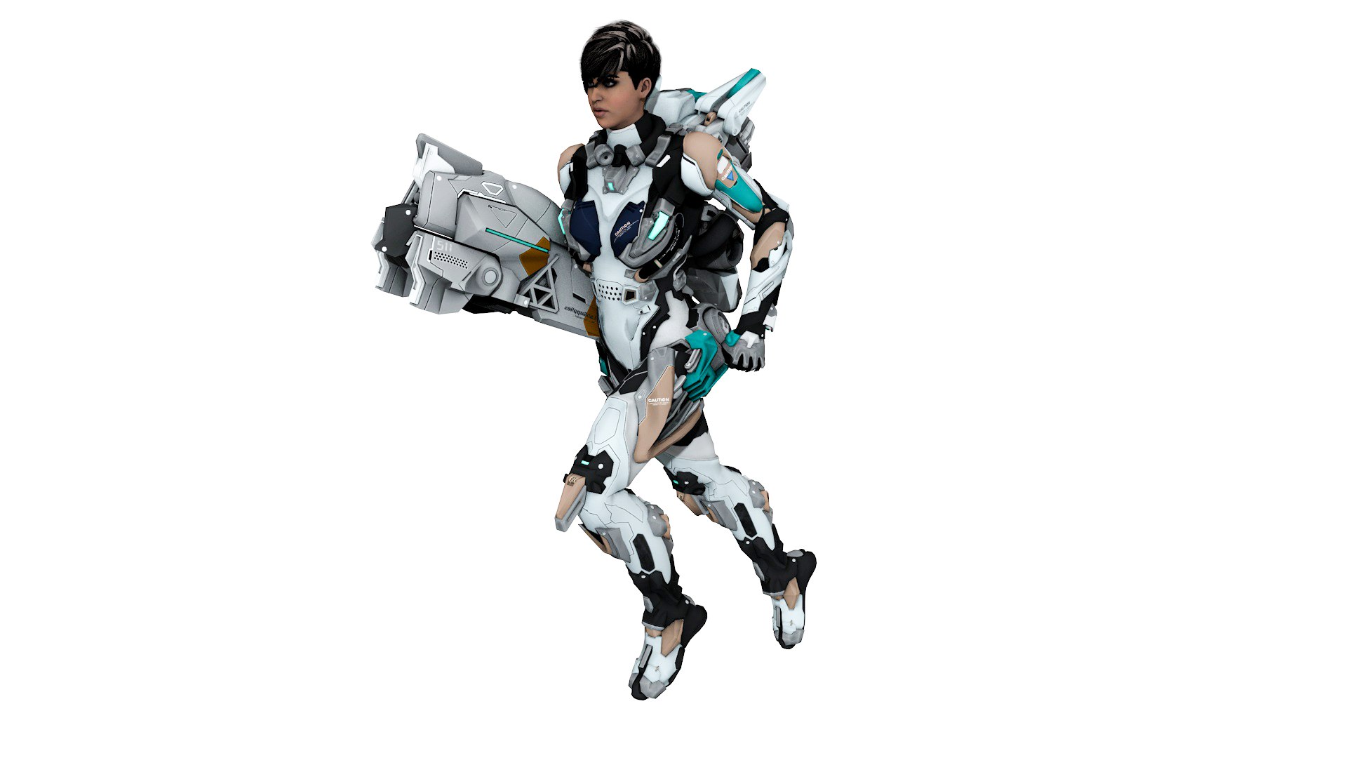 3D Hestia Futuristic Warrior Rigged And Animated Model - TurboSquid 2378037