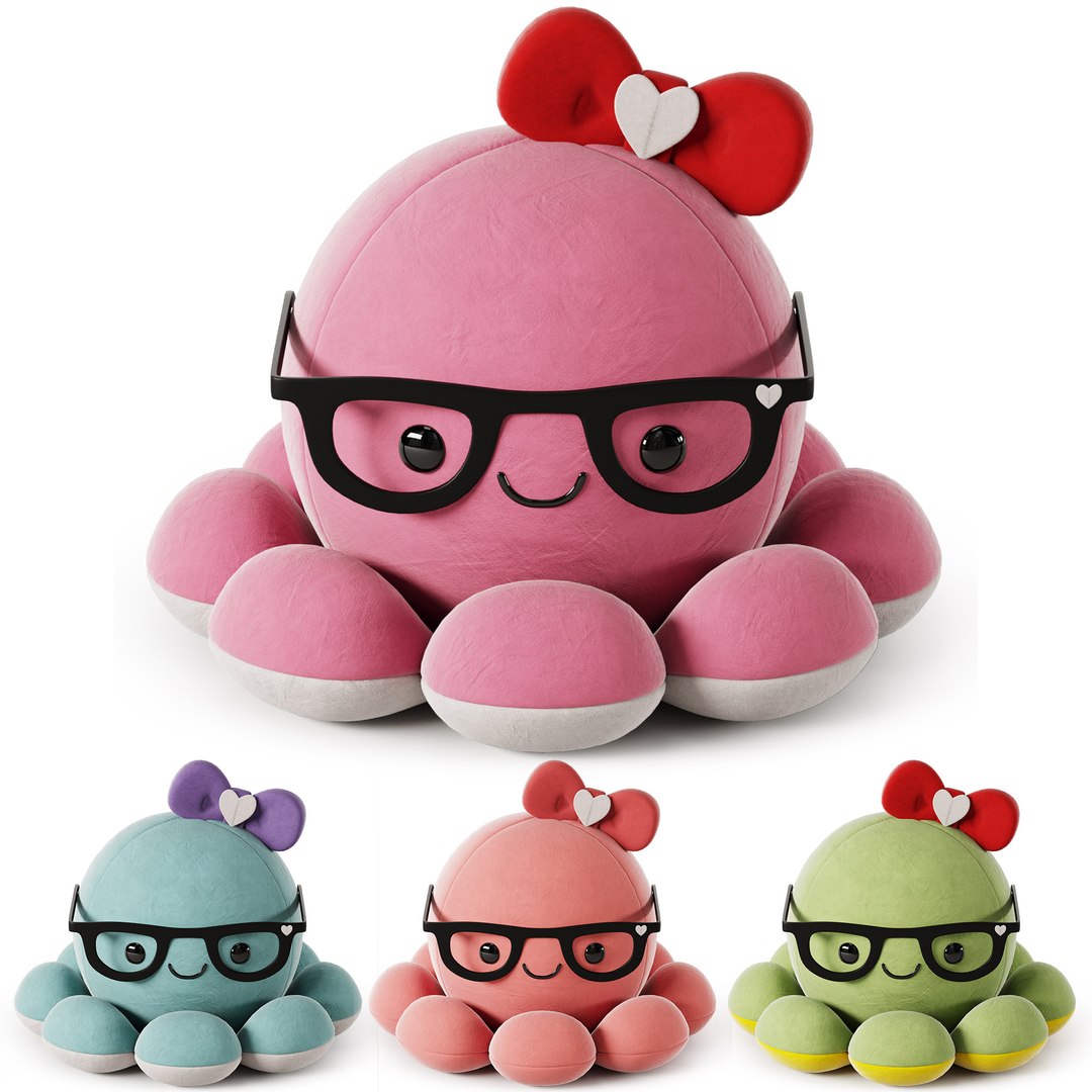 3D Model Moustache Octopus Plush - TurboSquid 2131050