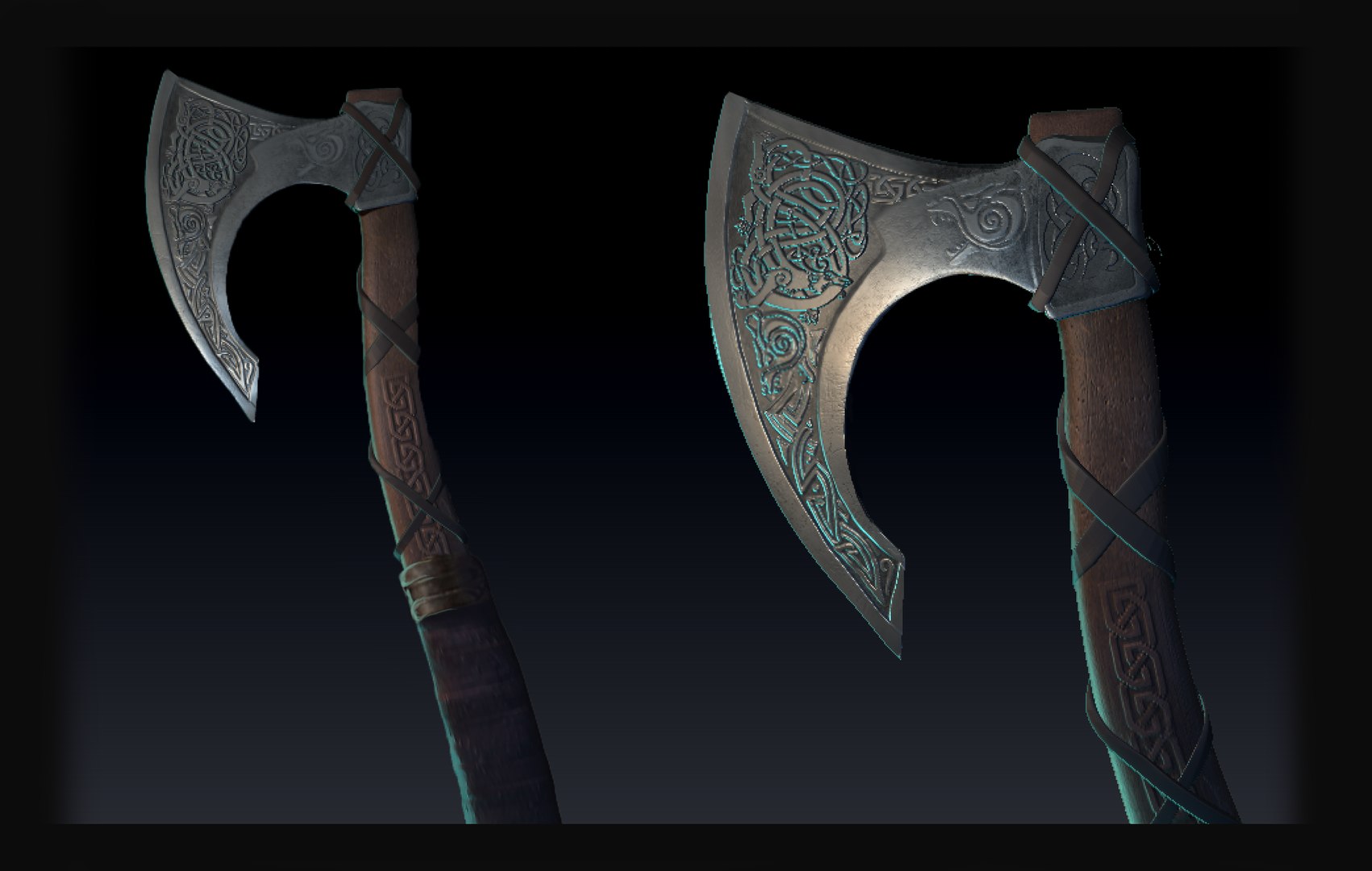 3d Skeggox Viking Bearded Battle Axe Model