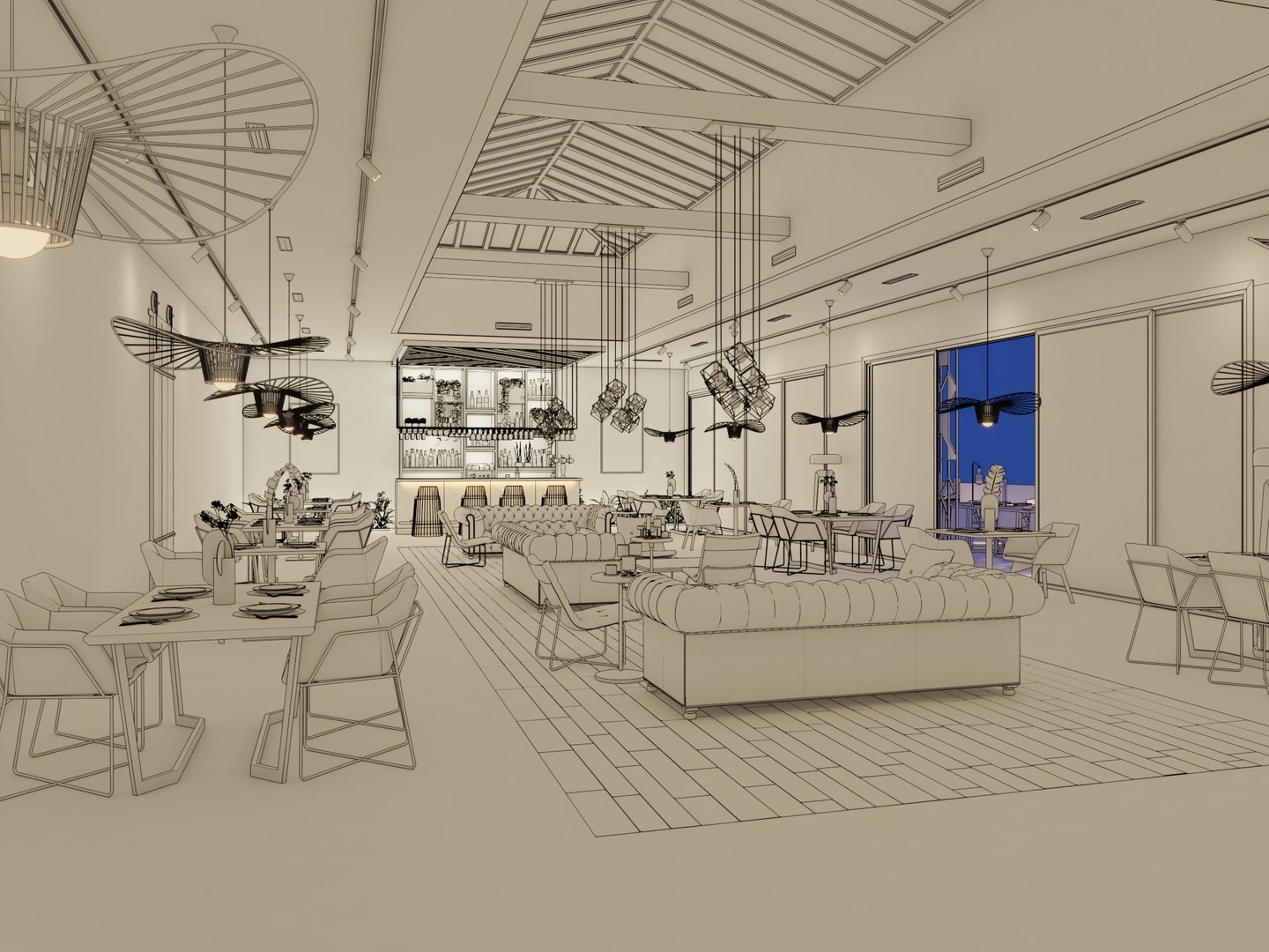 3D Cafe Restaurant Full Complete - TurboSquid 1741036