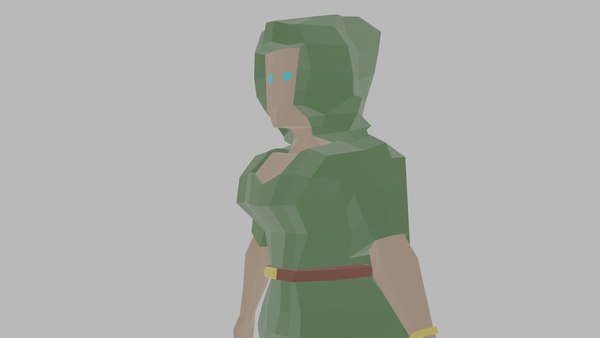 modèle 3D de Low Poly Fantasy Elfe avec sweat à capuche Personnage ...