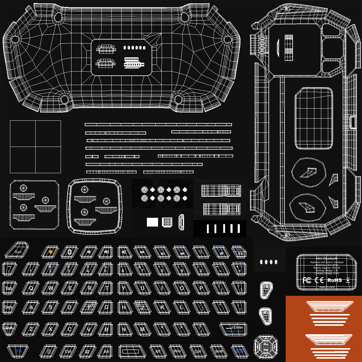 3D portable mini wireless keyboard - TurboSquid 1167991