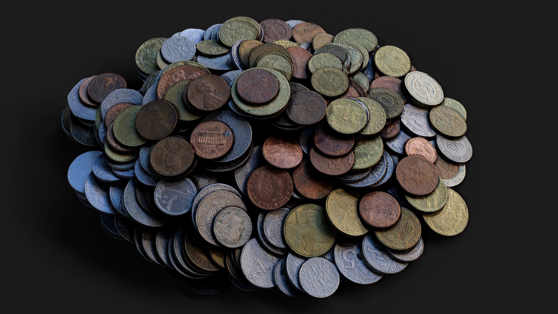 Coins Pile Silver Copper Old Types Pt6 PBR Photogrammetry Model ...