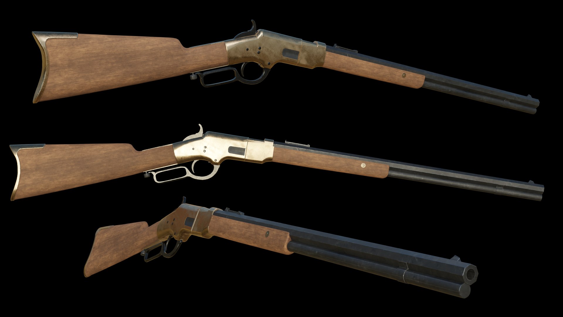 3D Winchester Repeater Rifle 3d Fully Textured Game Ready Model Cowboy ...