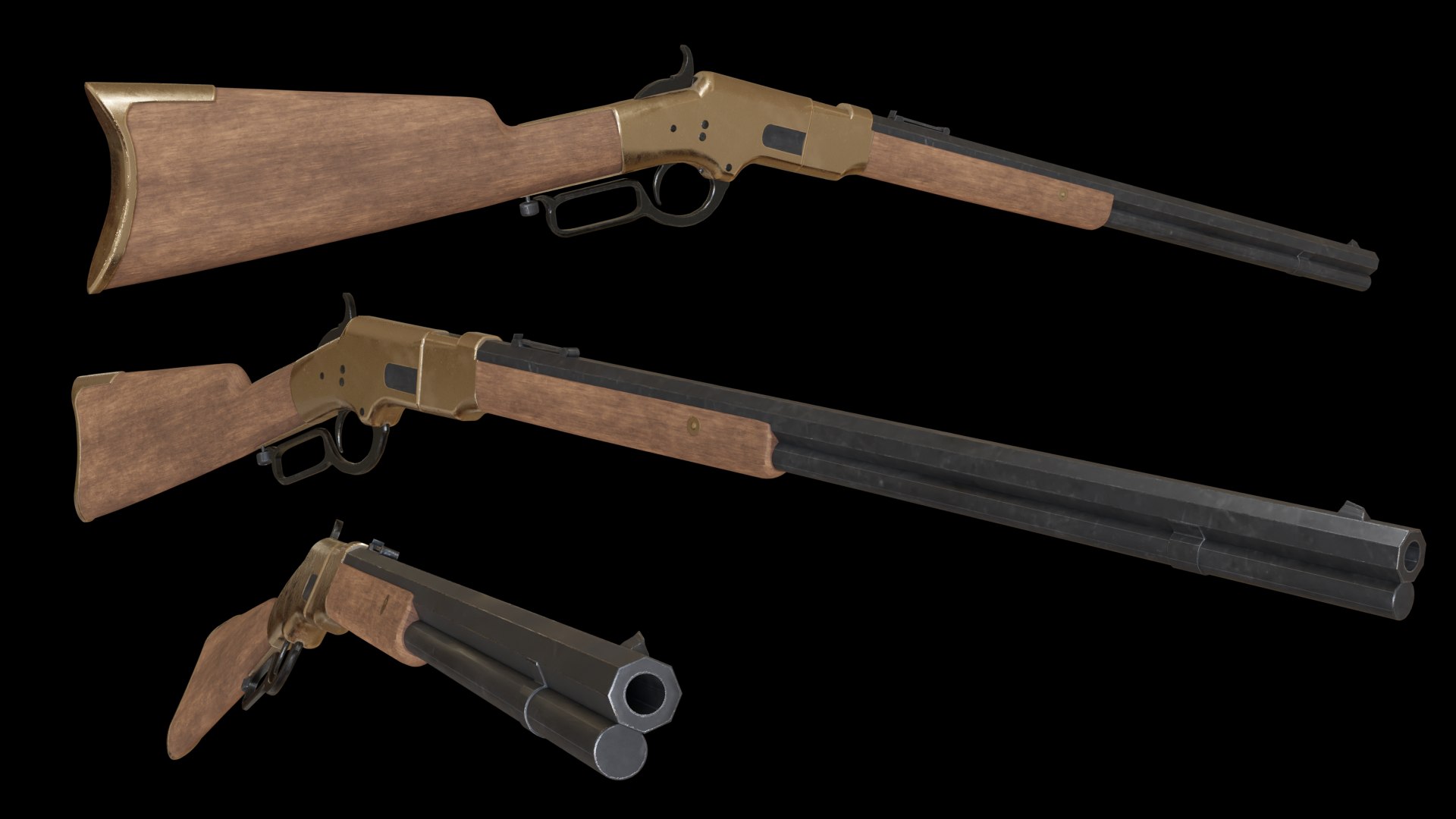 3D Winchester Repeater Rifle 3d Fully Textured Game Ready Model Cowboy ...