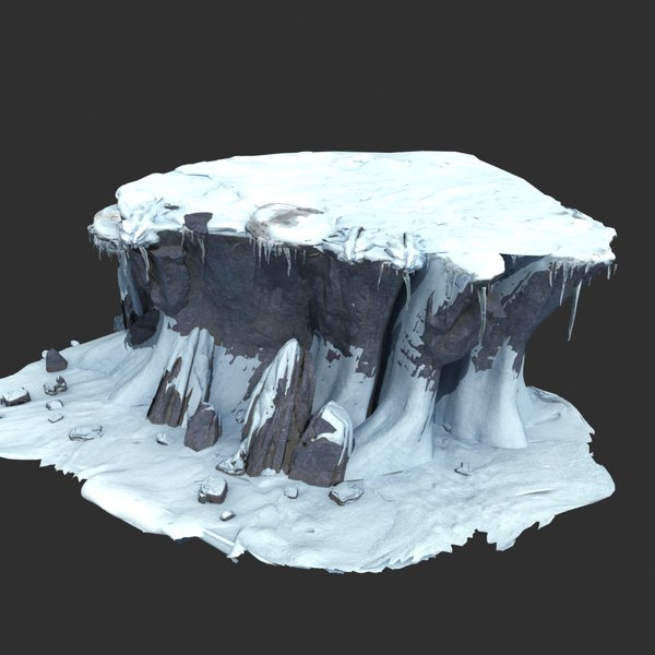 3d model rock snow