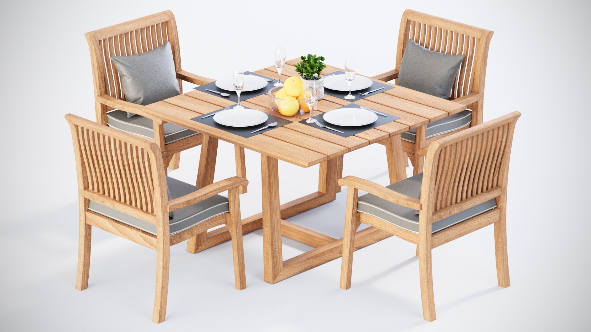St James Table And 4 Bali Chairs 3D Model - TurboSquid 2156296