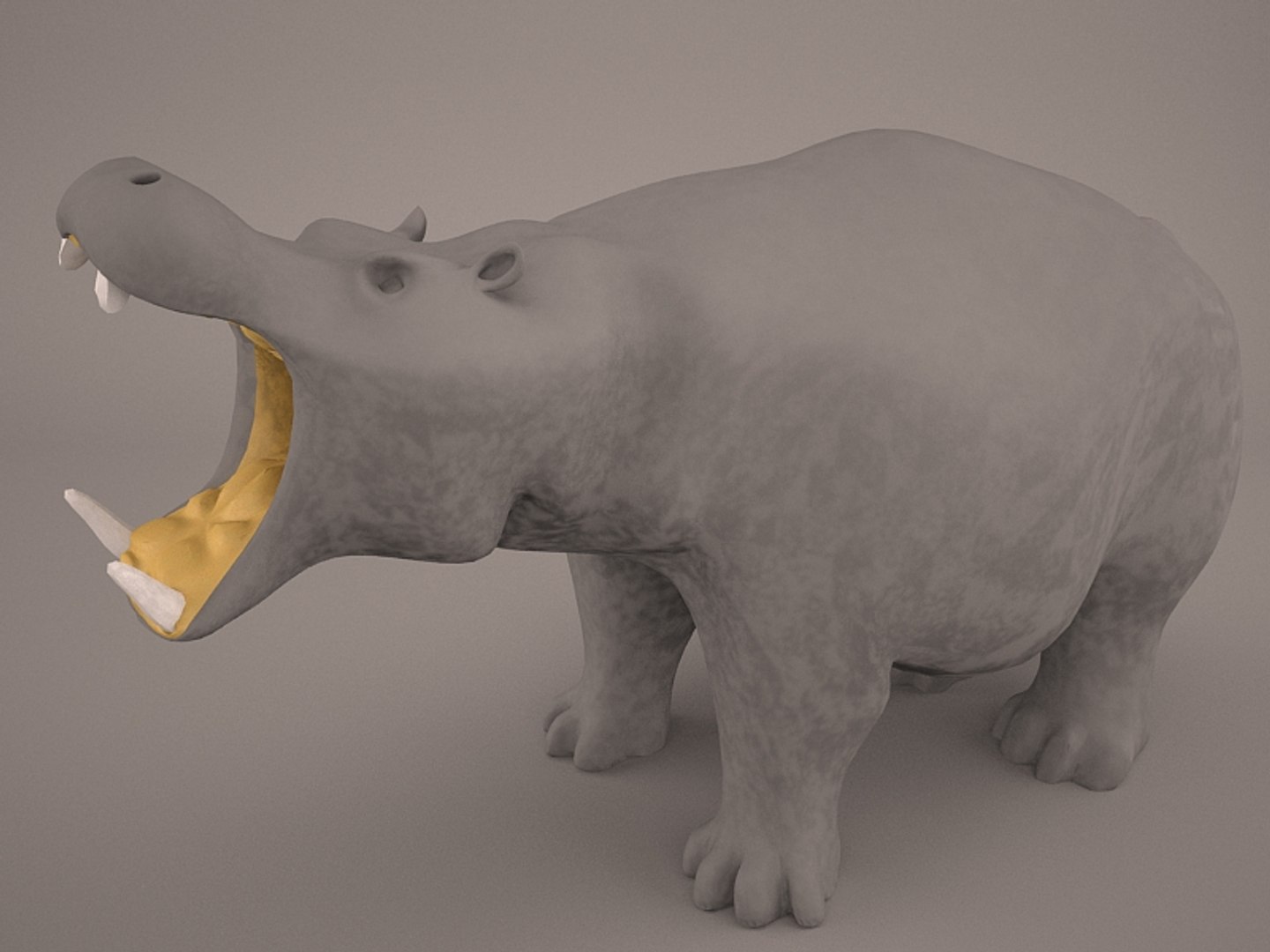 3D Hippopotamus Pose 2 with Fur - TurboSquid 1759334
