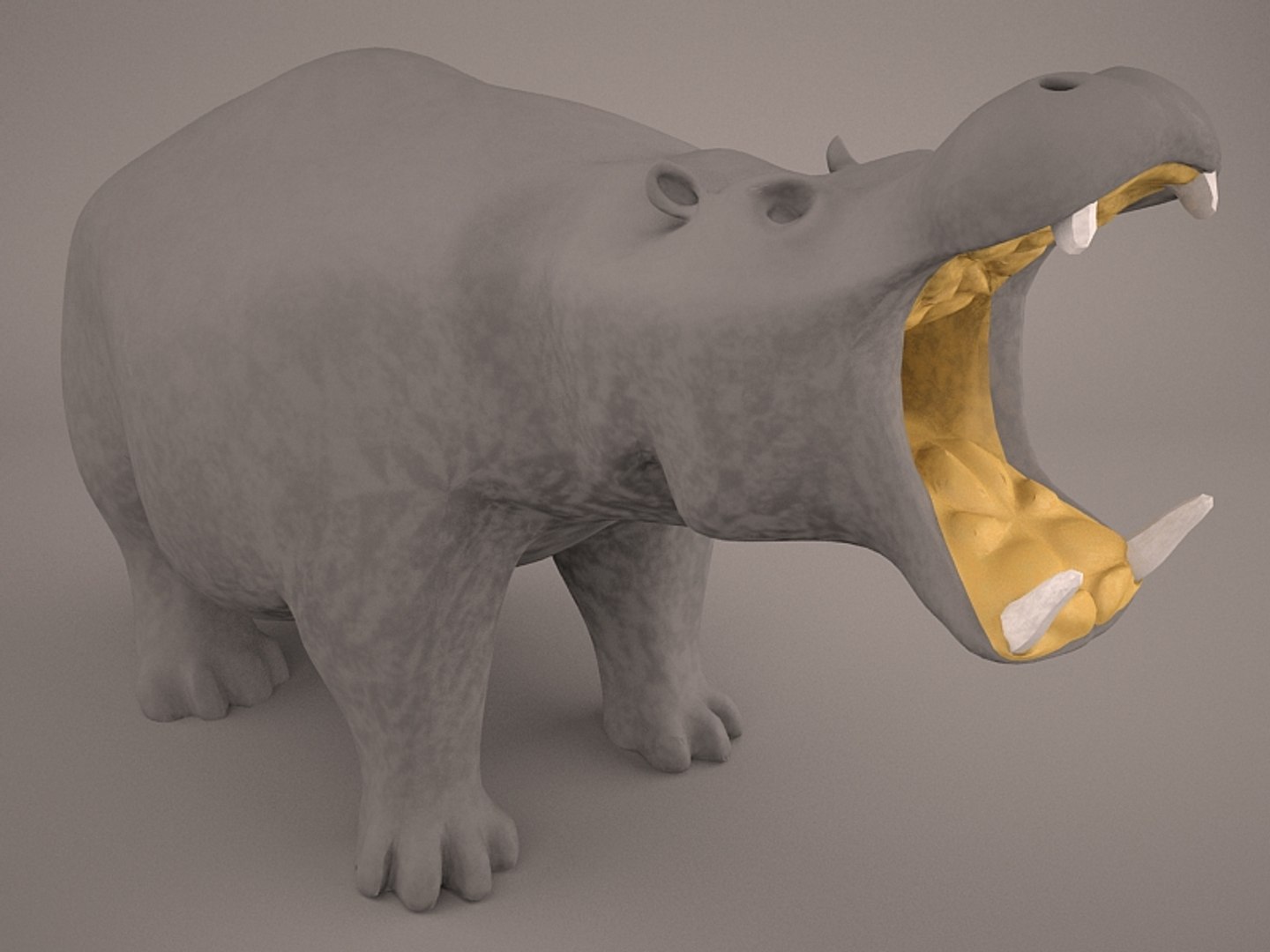 3D Hippopotamus Pose 2 with Fur - TurboSquid 1759334