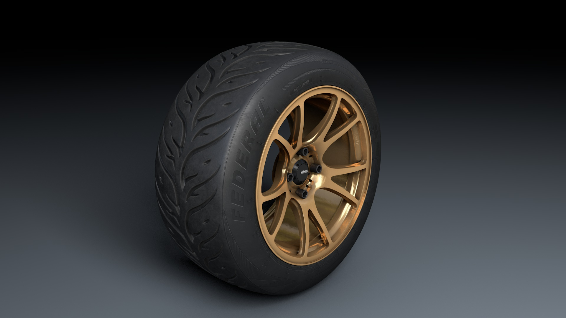 Konig Freeform 15x9 PCD 4x100 with Federal 595 RS 205 50 3D model ...