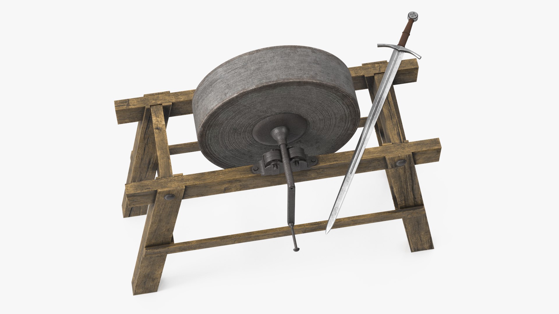 3D Manual Sharpening Wheel With Medieval Sword - TurboSquid 2402943