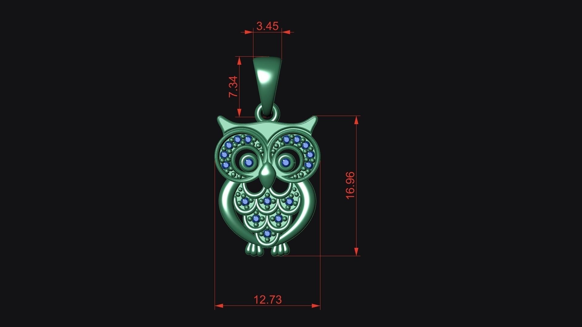 3dm stl owl necklace printable jewelry model 3D model - TurboSquid 2083427