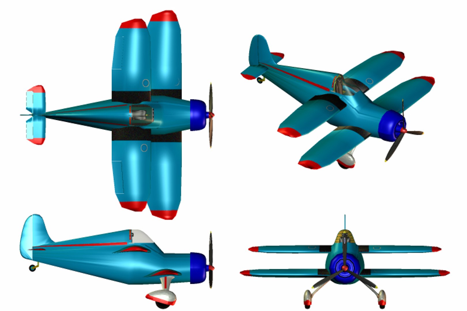 Free Concept Bi-plane 3d Model