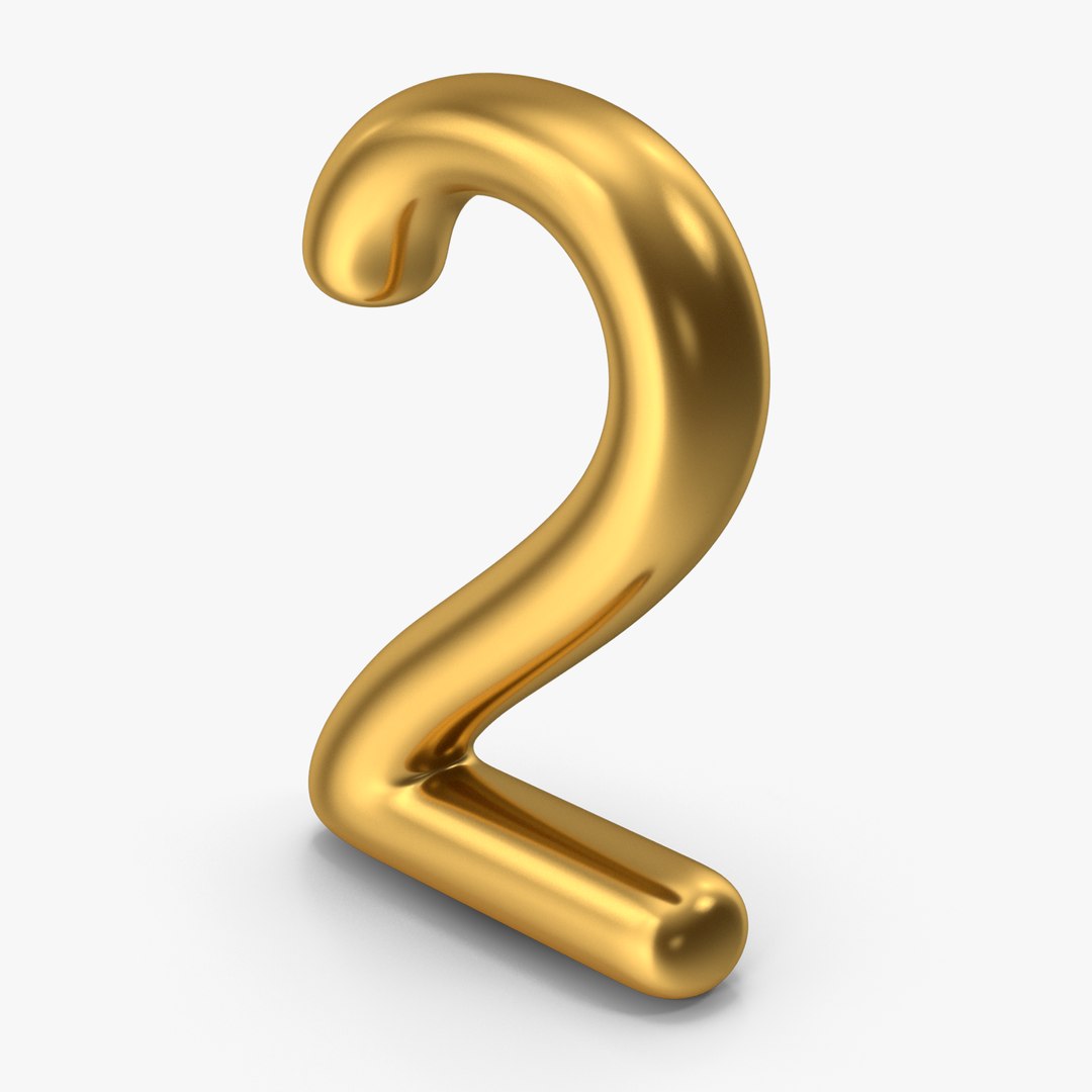 Number 2 Gold 3D model - TurboSquid 1866326
