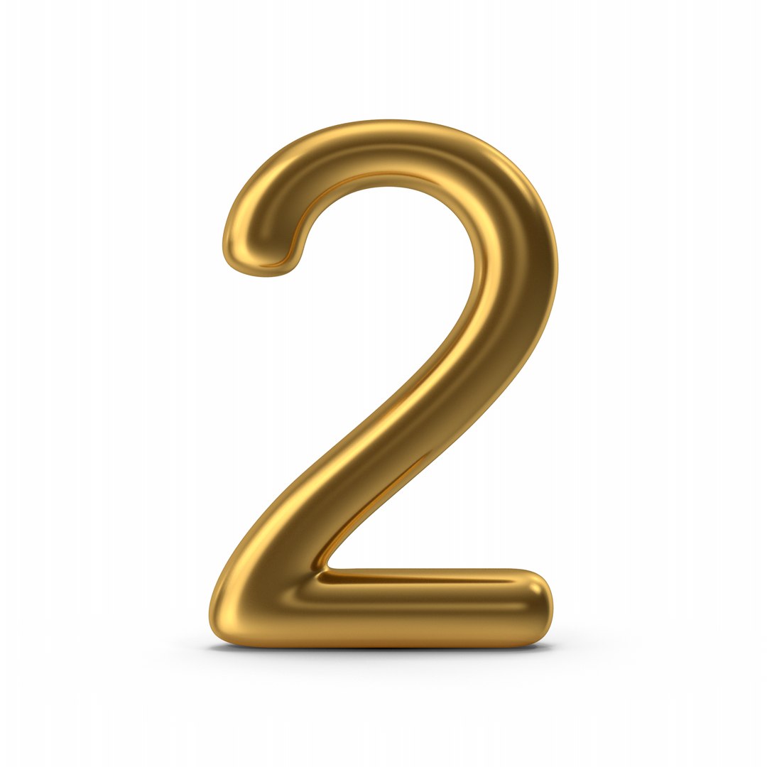 Number 2 Gold 3D Model - TurboSquid 1866326