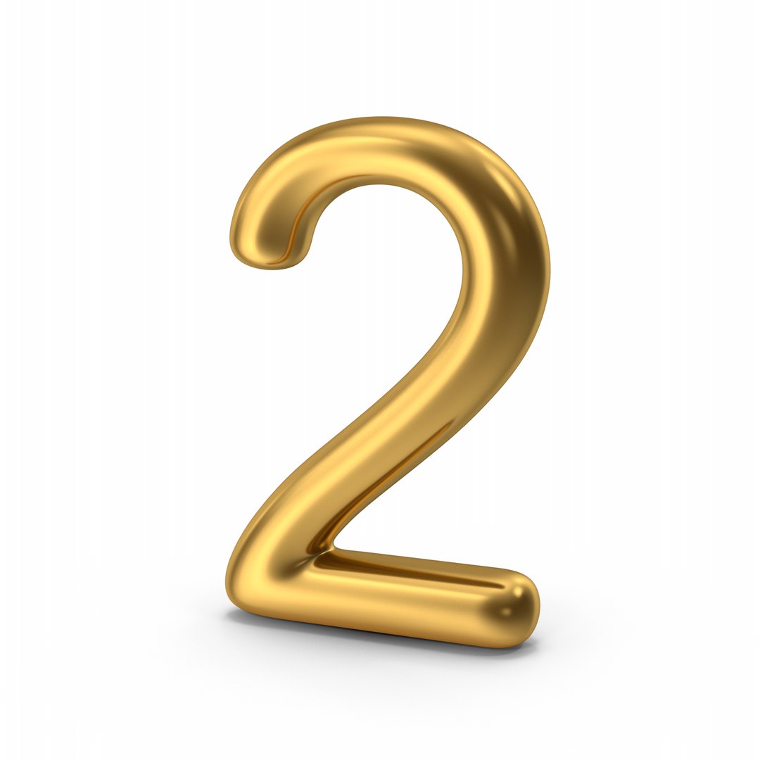 Number 2 Gold 3D Model - TurboSquid 1866326