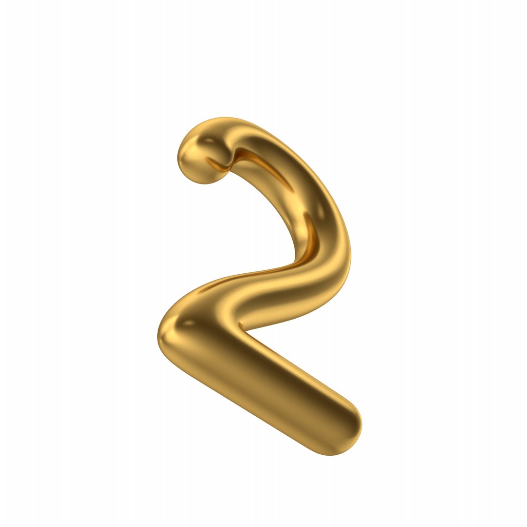 Number 2 Gold 3D Model - TurboSquid 1866326