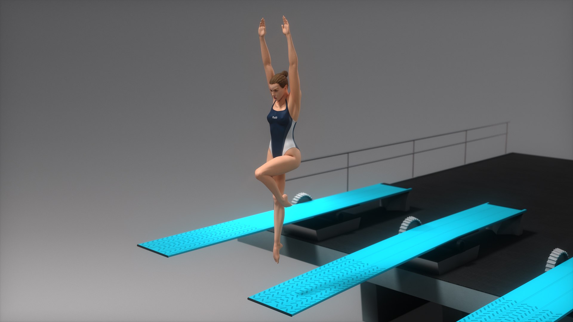 Female Diver Springboard Animated HQ Model - TurboSquid 2200977