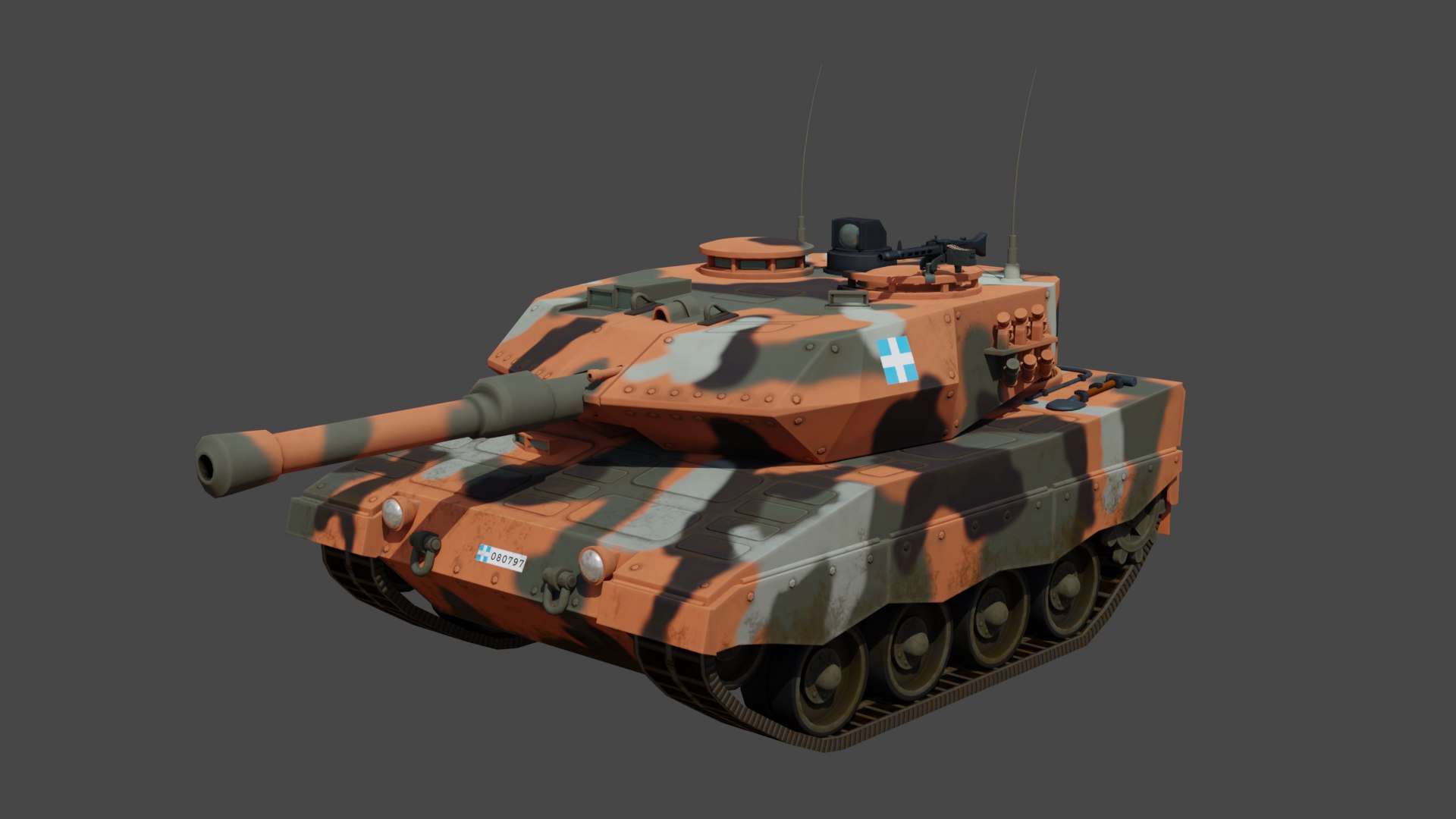 Stylized Leopard 2 German Greek Camouflage 3D - TurboSquid 2090596