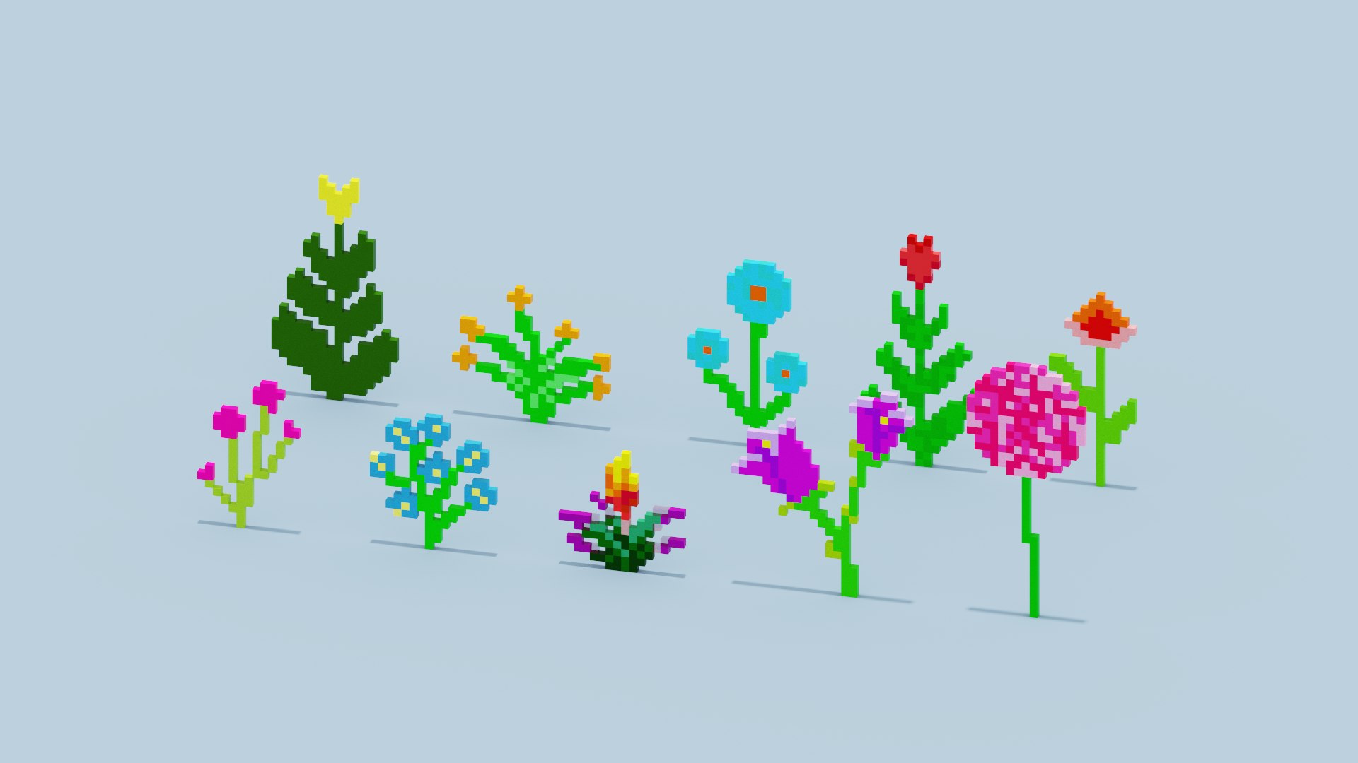 3D Minecraft Flowers - TurboSquid 2079847