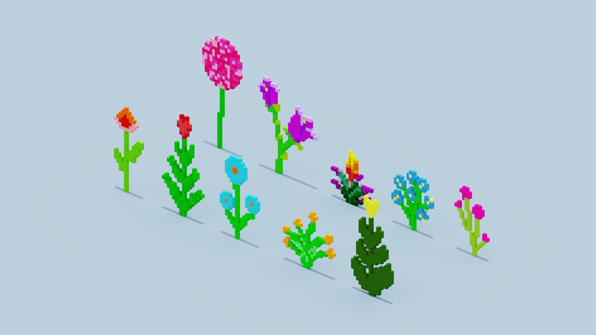 3D Minecraft Flowers - TurboSquid 2079847