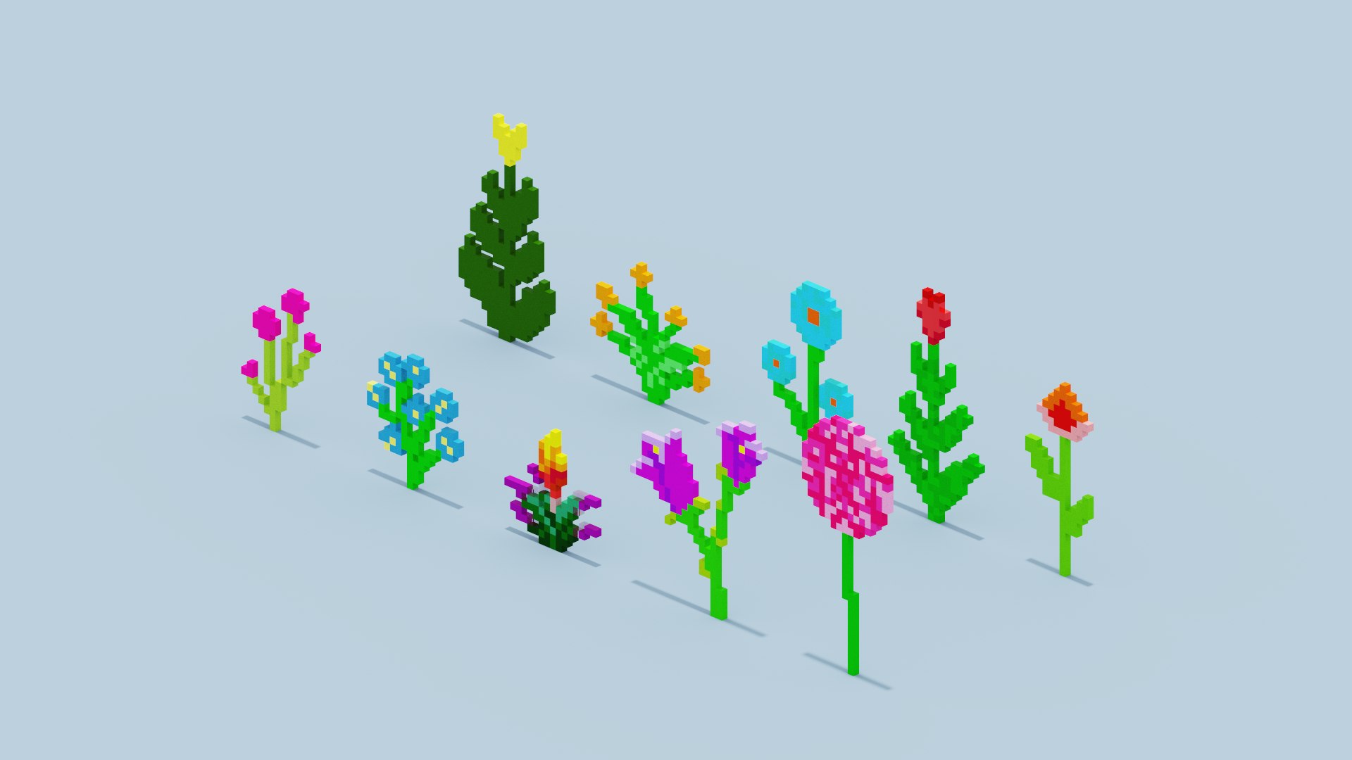 3D Minecraft Flowers - TurboSquid 2079847