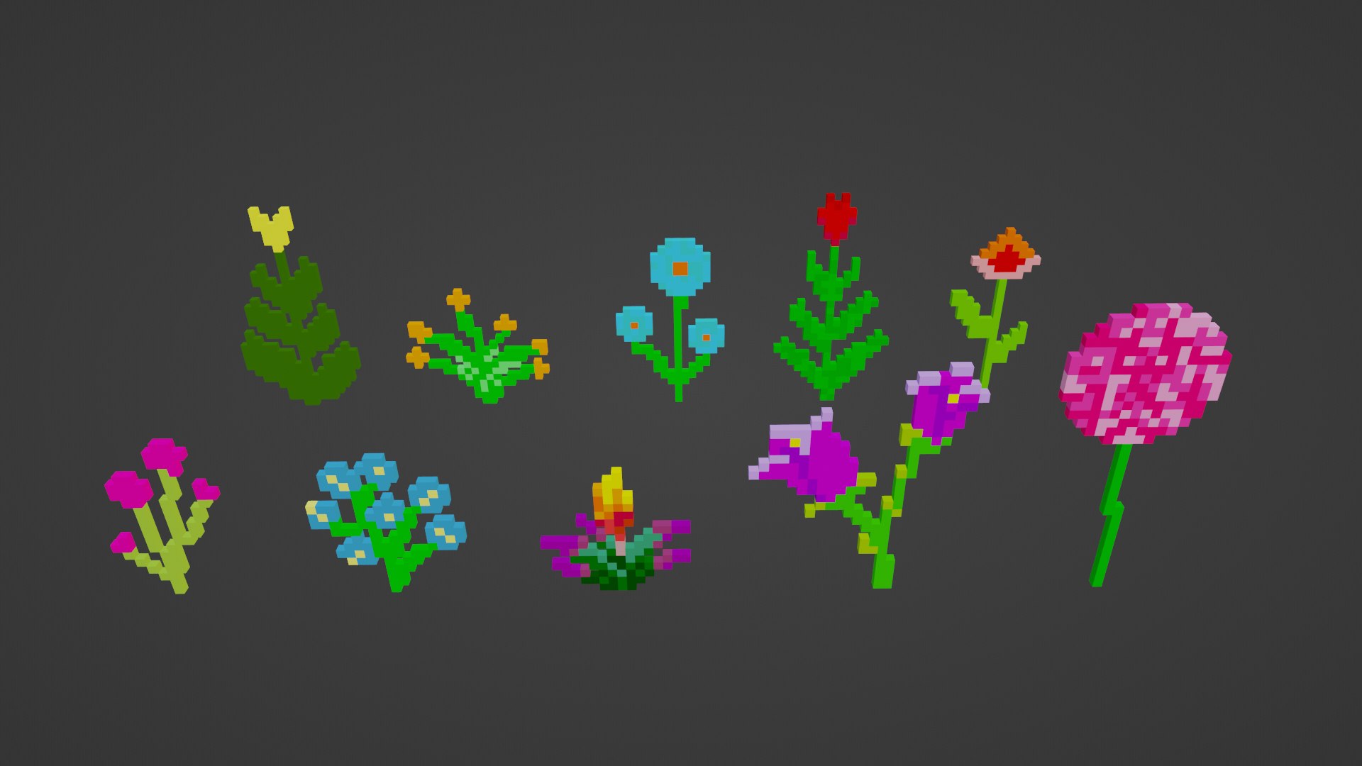 3D Minecraft Flowers - TurboSquid 2079847