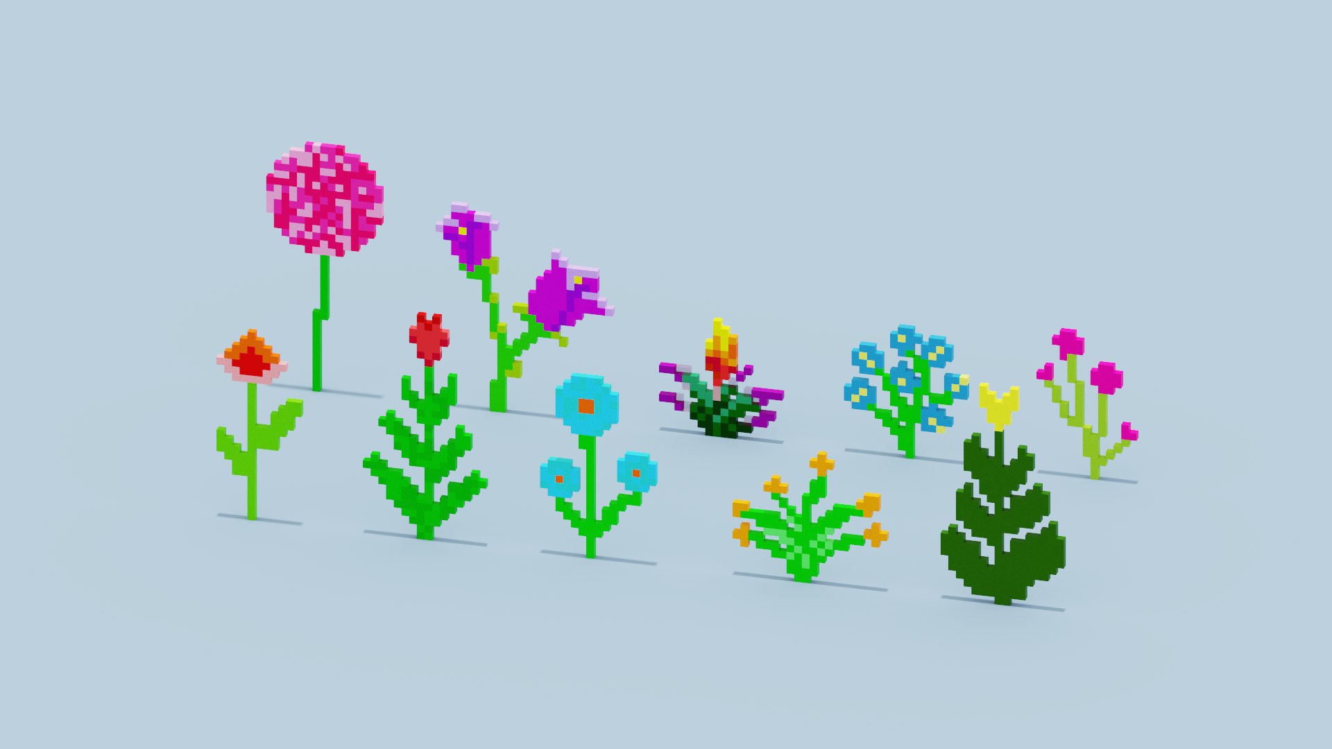 3D Minecraft Flowers - TurboSquid 2079847