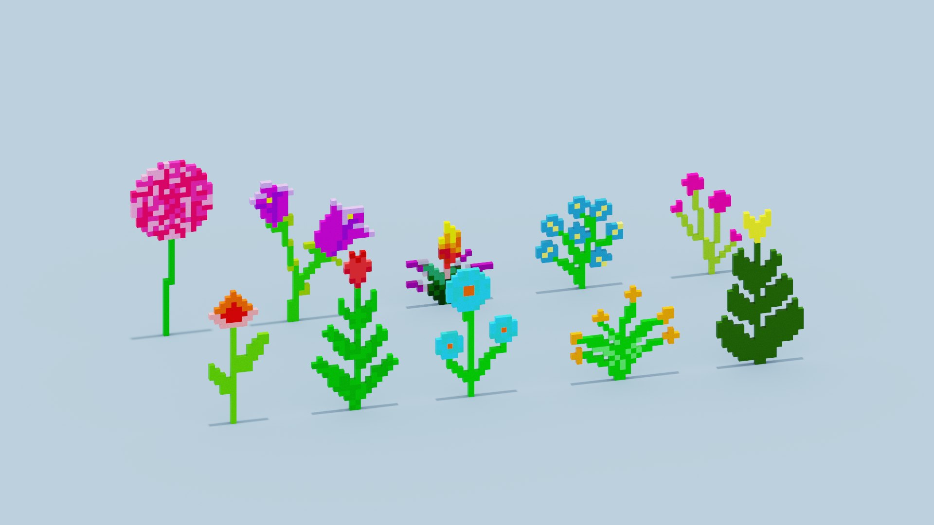 3D Minecraft Flowers - TurboSquid 2079847