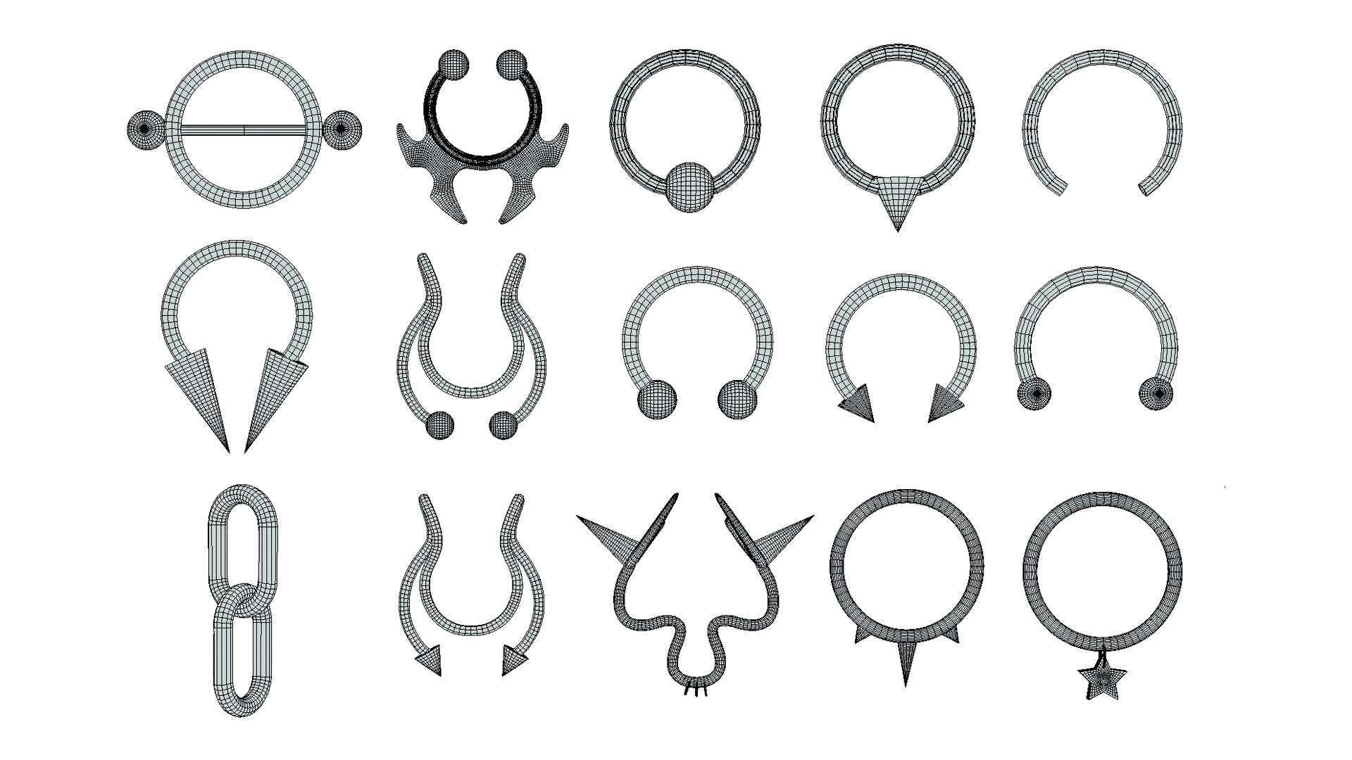 3D Piercing Mega Pack - 100 Pieces In 1 Model - TurboSquid 2132262