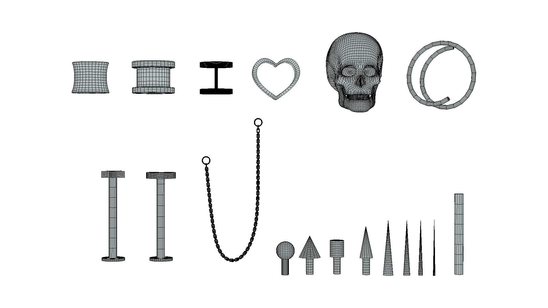 3D Piercing Mega Pack - 100 Pieces In 1 Model - TurboSquid 2132262